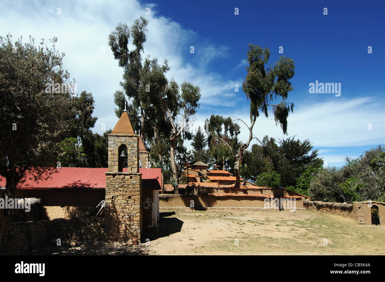 A small church and courtyard on Isla de Sol, Peru Stock Photo - Alamy