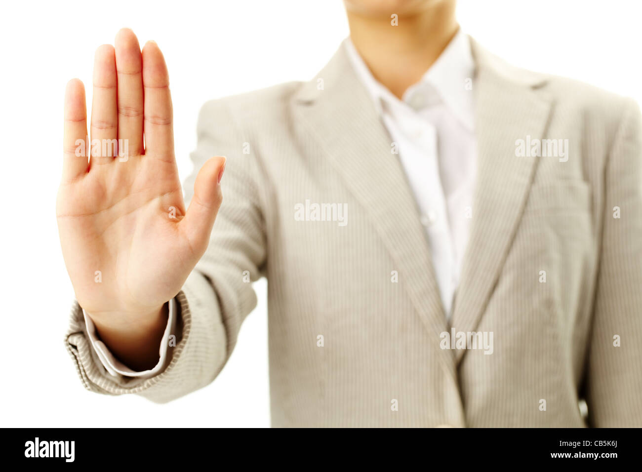Image of female hand showing sign of stop Stock Photo - Alamy