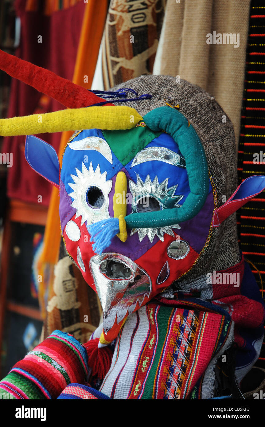 A colourful mask for sale in La Paz, Bolivia street market Stock Photo ...