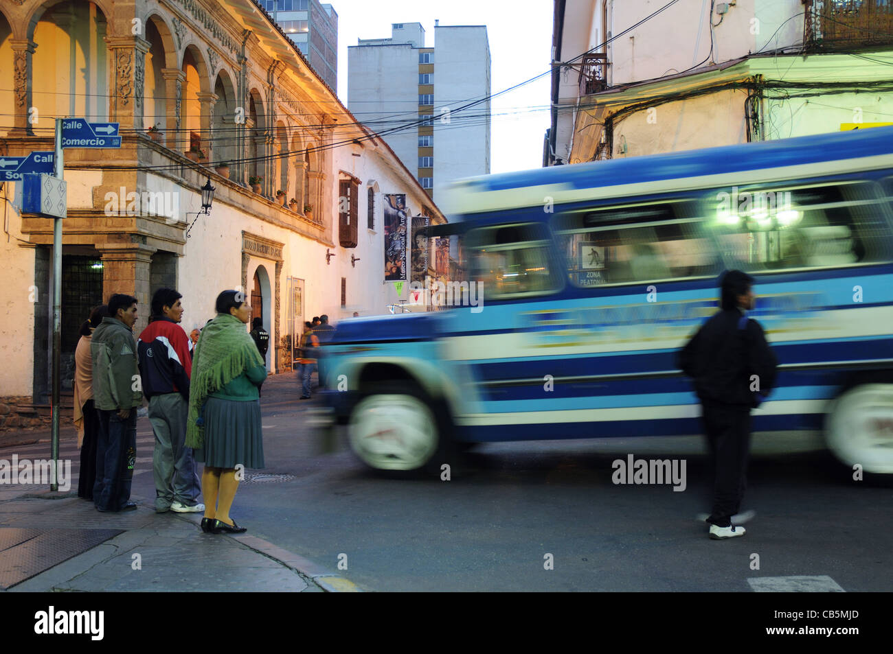 Big colourful buses in La Paz, Bolivia Stock Photo - Alamy