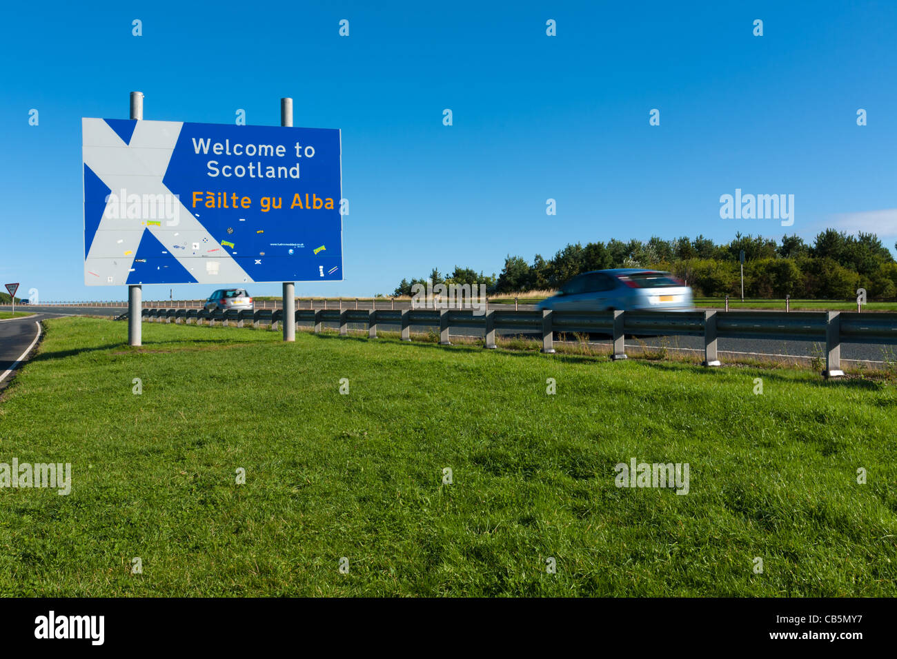 Scottish Borders Signage on the A1 dual carriageway in Northumberland ...