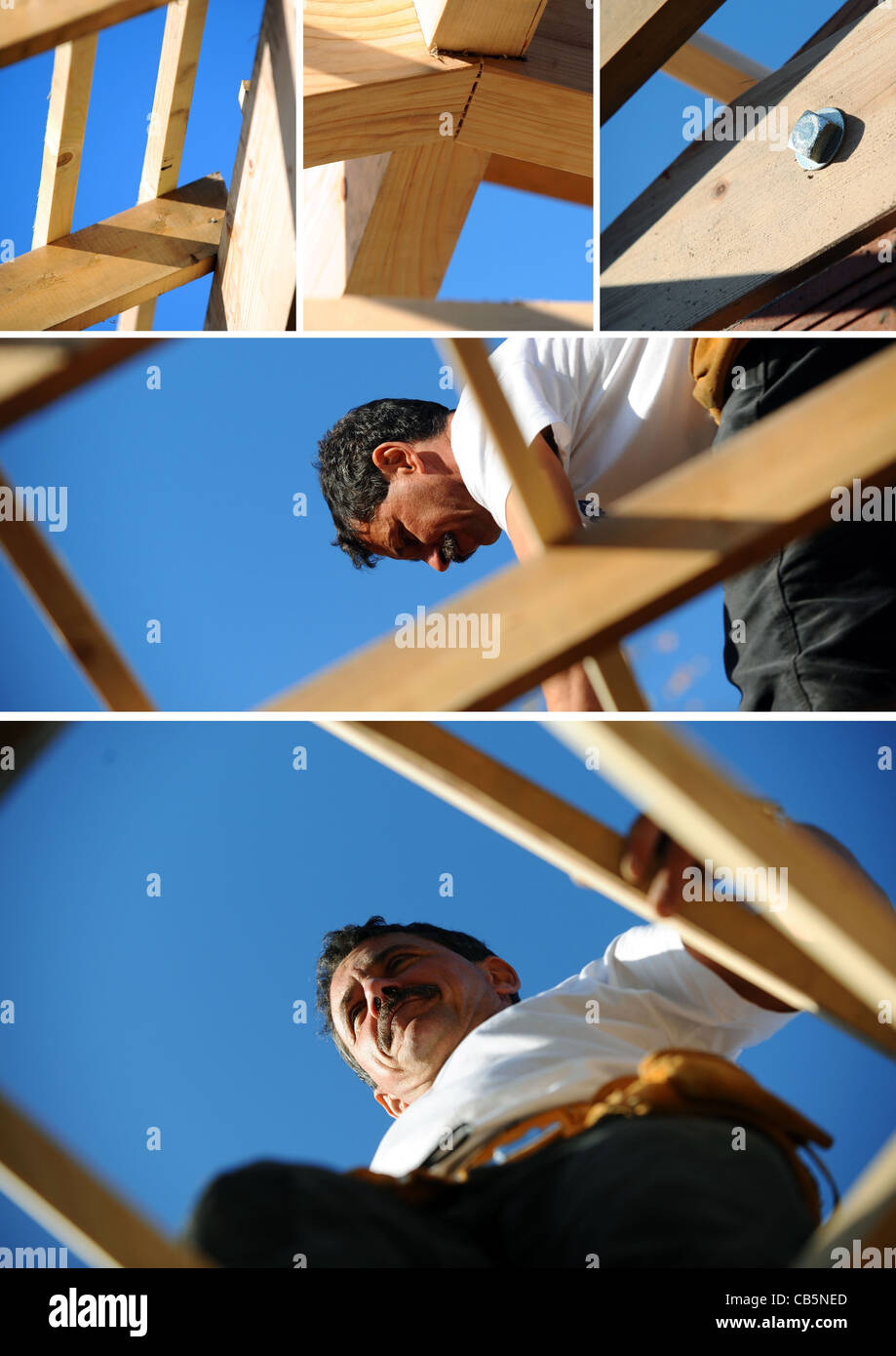 Collage of a carpenter at work Stock Photo - Alamy
