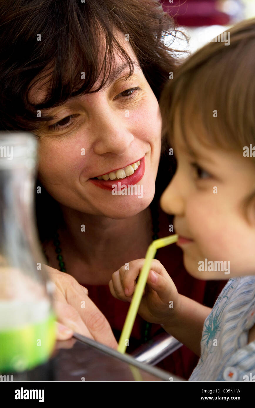Attractive Spanish mother with her two and a half year old son at an ...