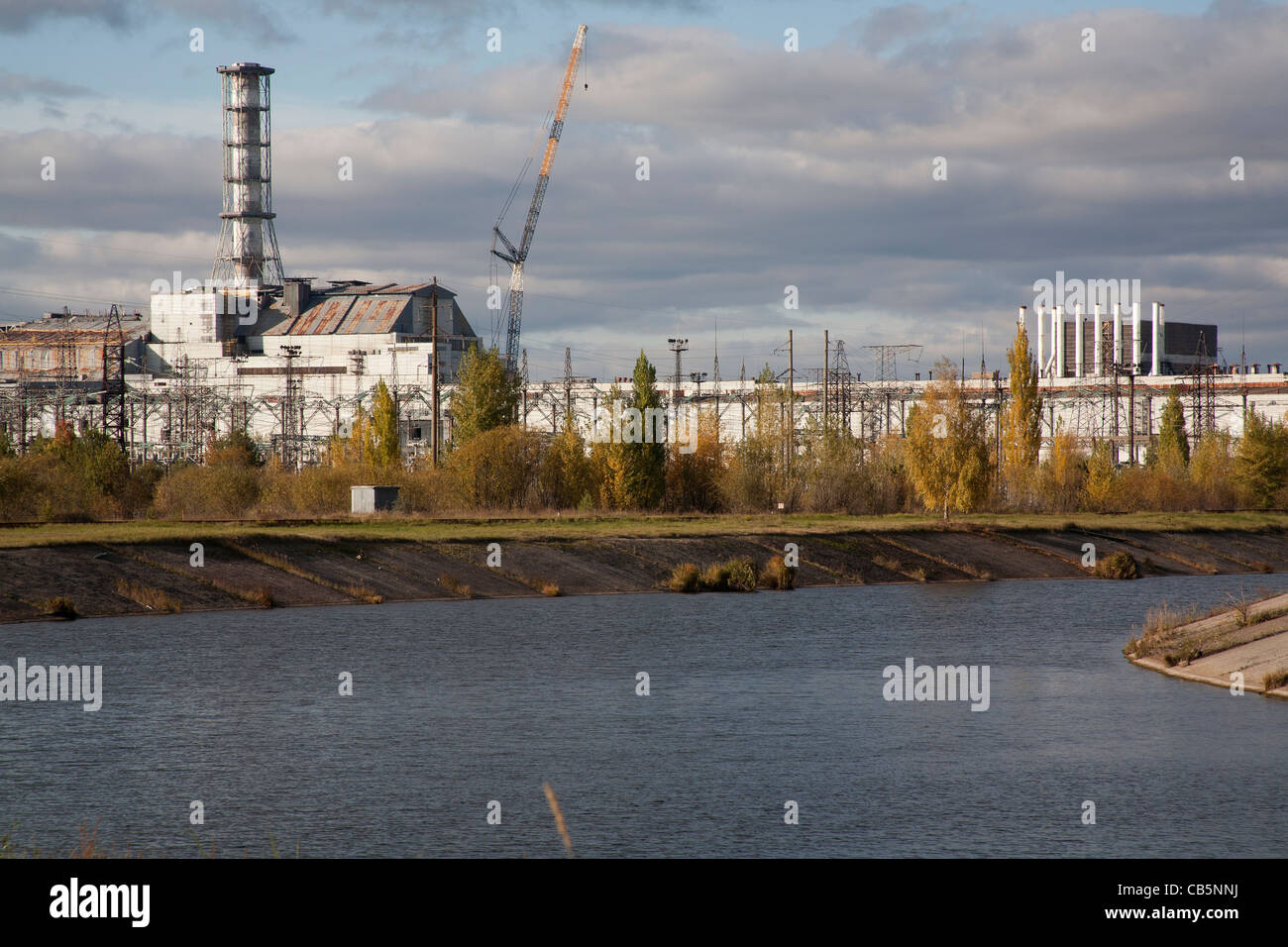 The Pripyat River or Prypiat River with the Chernobyl nuclear power ...