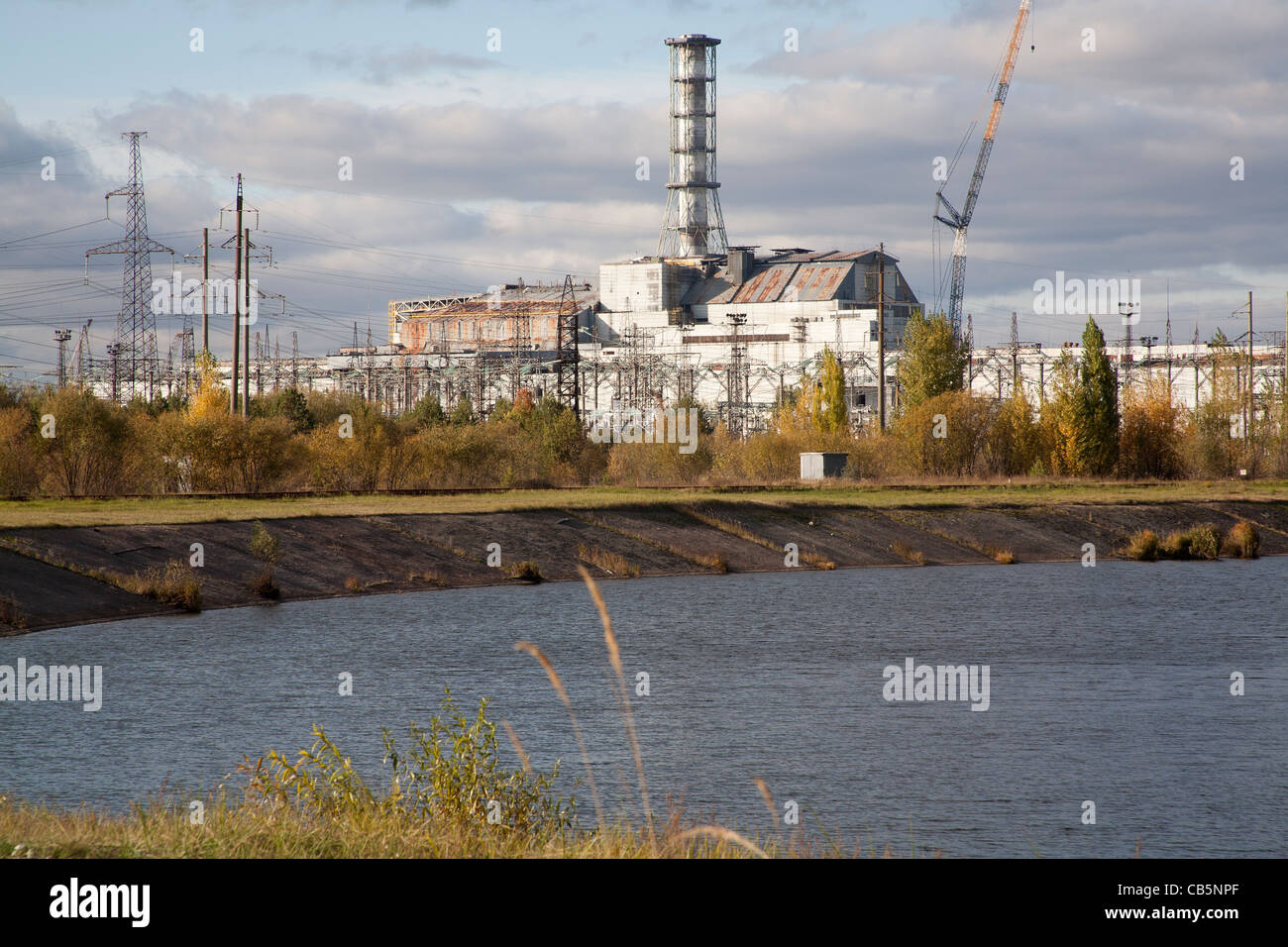 The Pripyat River or Prypiat River with the Chernobyl nuclear power ...