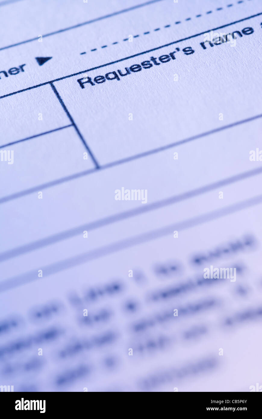 special blue photo f/x, focus point on the word (reques Stock Photo - Alamy