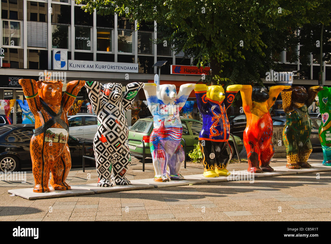 Row of United Buddy Bears - painted life-size fibreglass sculptures on ...