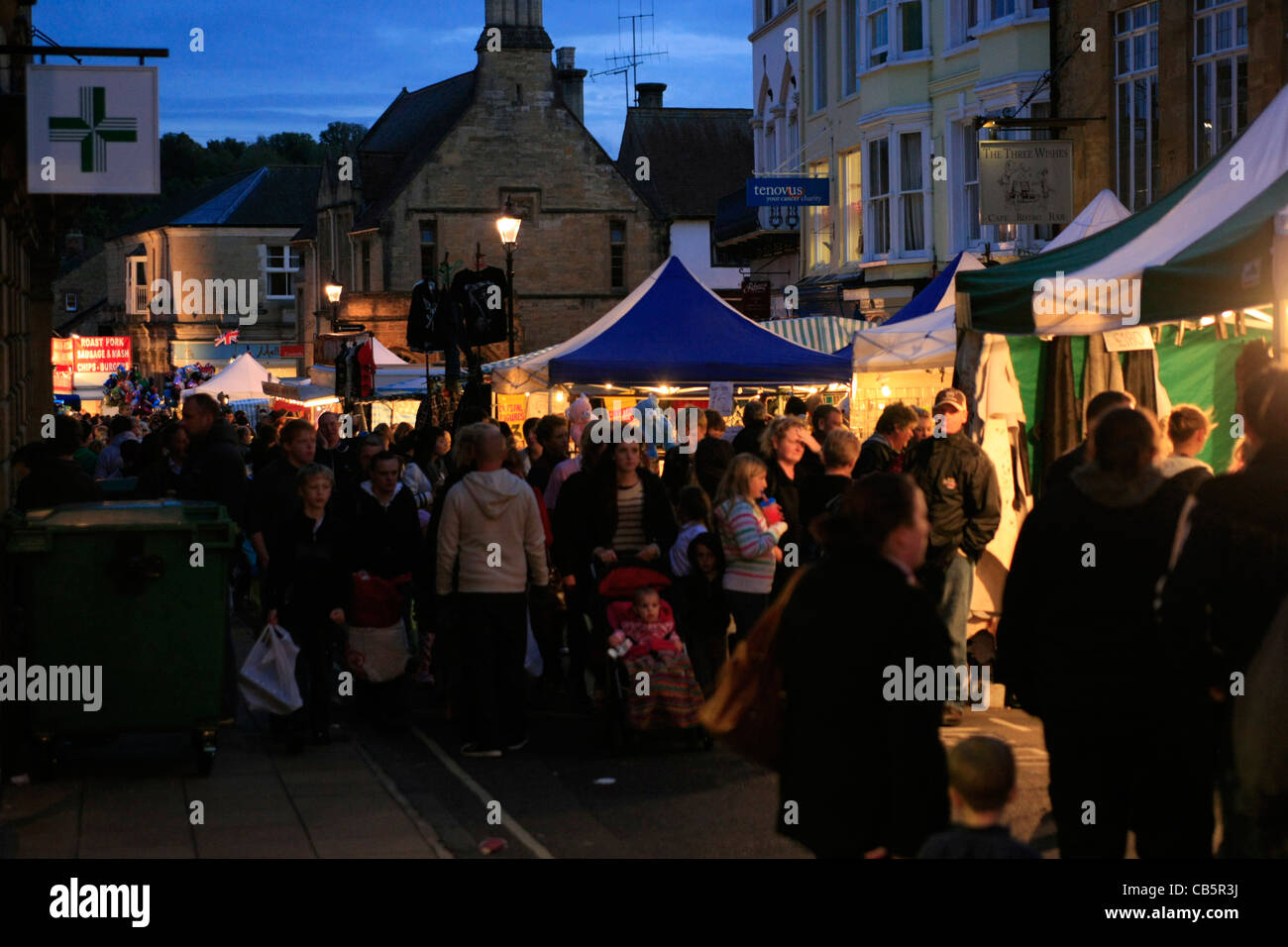 Evening Street Market Stalls in Sherborne Dorset Stock Photo - Alamy