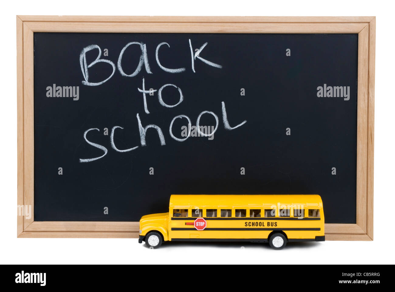 blackboard and school bus isolated on white background Stock Photo - Alamy