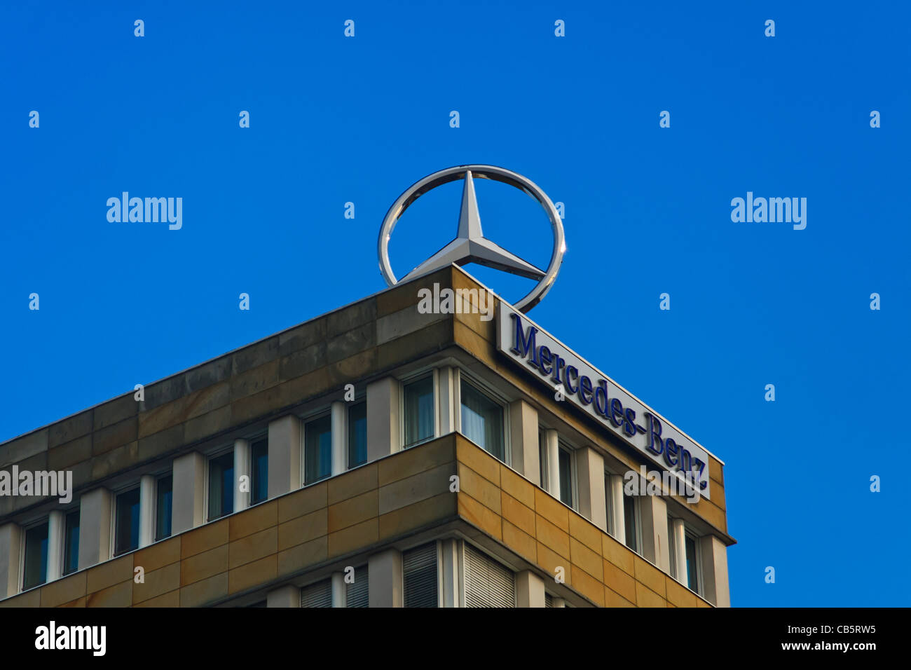 Mercedes Benz star - logo on top of building. Berlin Germany Stock ...