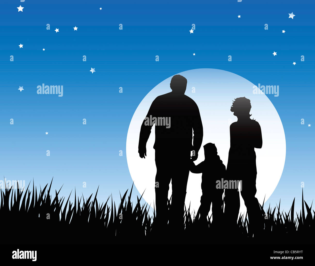 mather father and child on night walk Stock Photo - Alamy