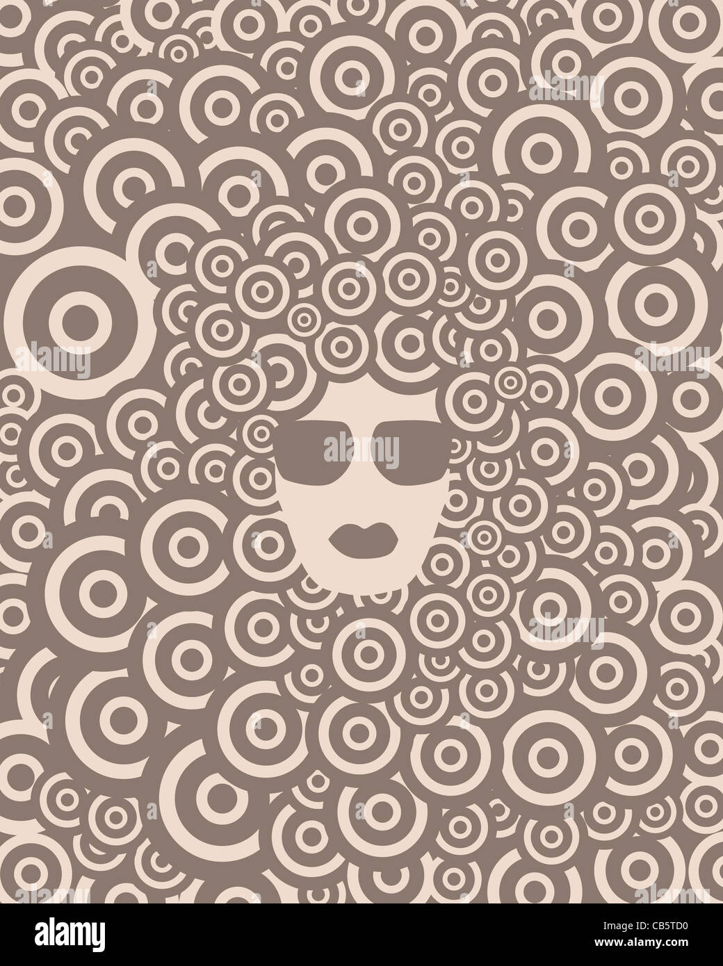 face of funky girl in glasses on abstract background with circles Stock ...