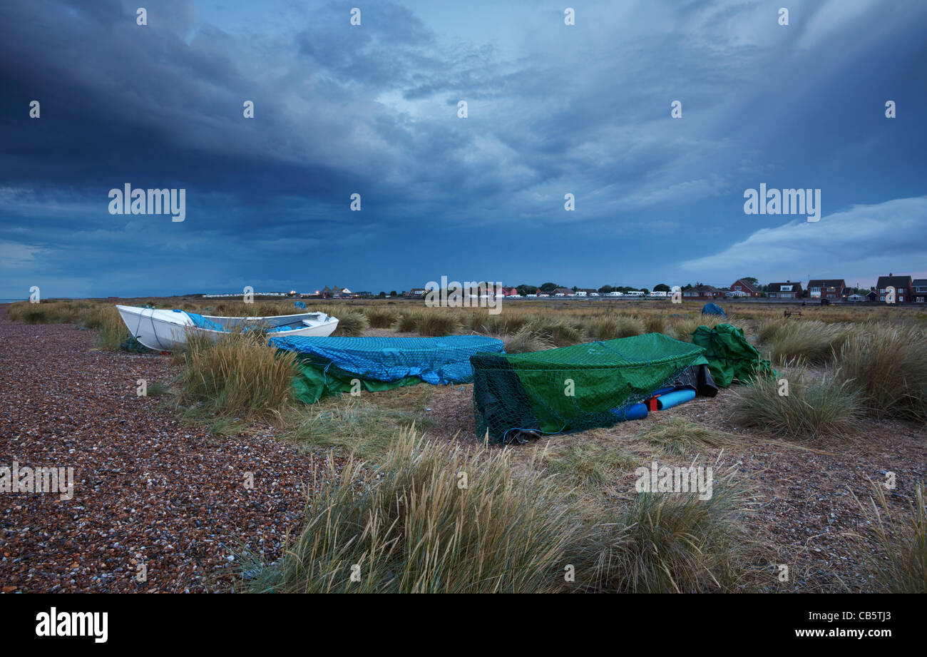 A stormy summer evening at Kessingland village on the Suffolk Coast ...