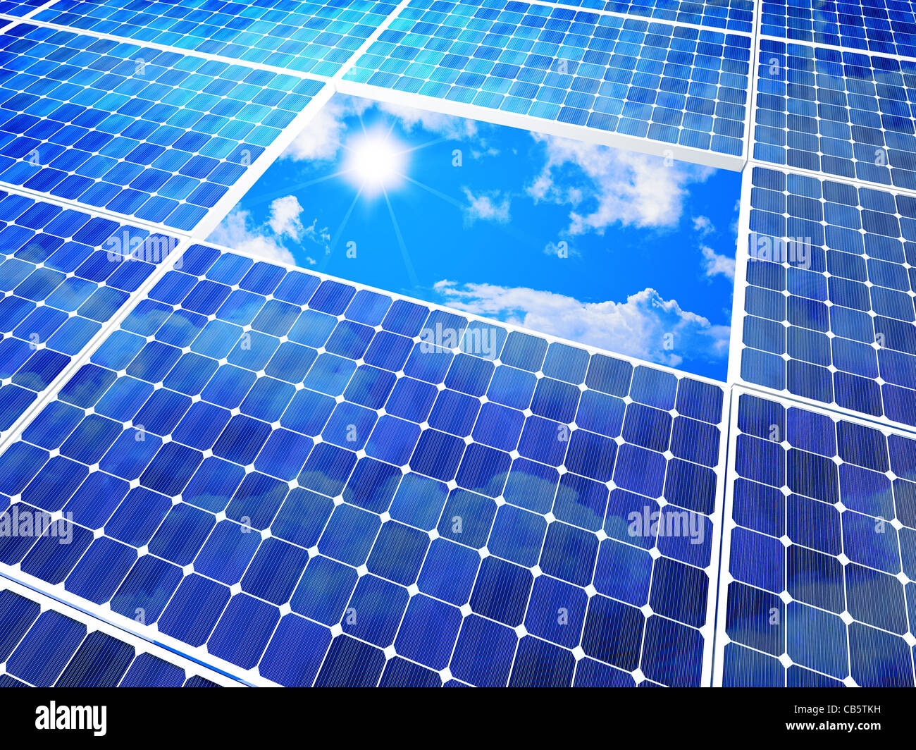 solar panel and blue sunny sky Stock Photo - Alamy