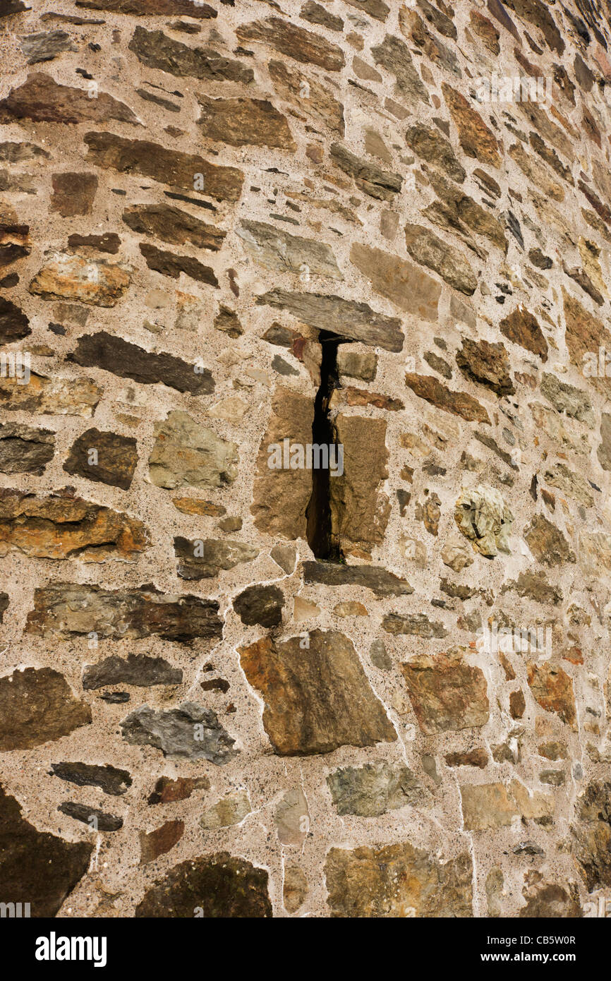 Detail of slit window and stone wall of Duart Castle near Craignure ...