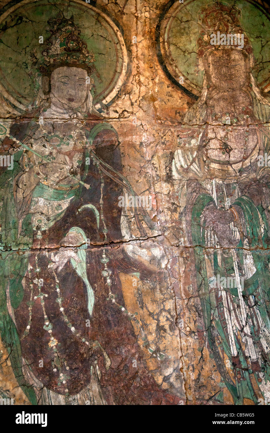 Three Bodhisattvas Mural at British Museum Stock Photo - Alamy