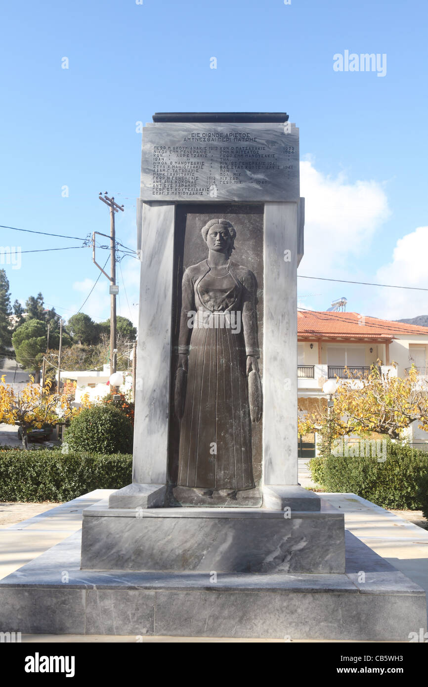 The war memorial in Yerakari (or Gerakari) in the Amari Valley of Crete ...