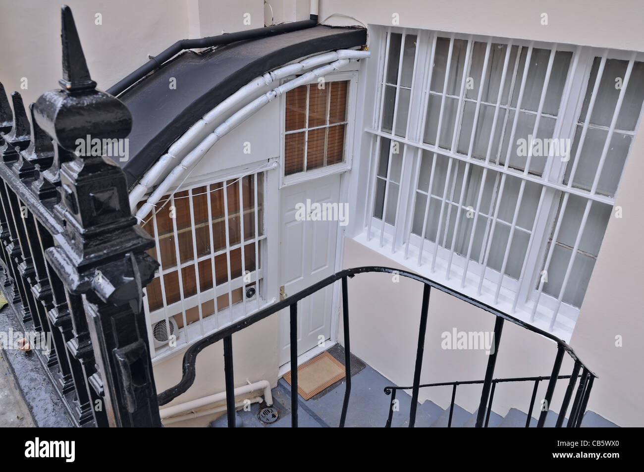 Basement floor of the traditional London home. Inverness Terrace Stock ...