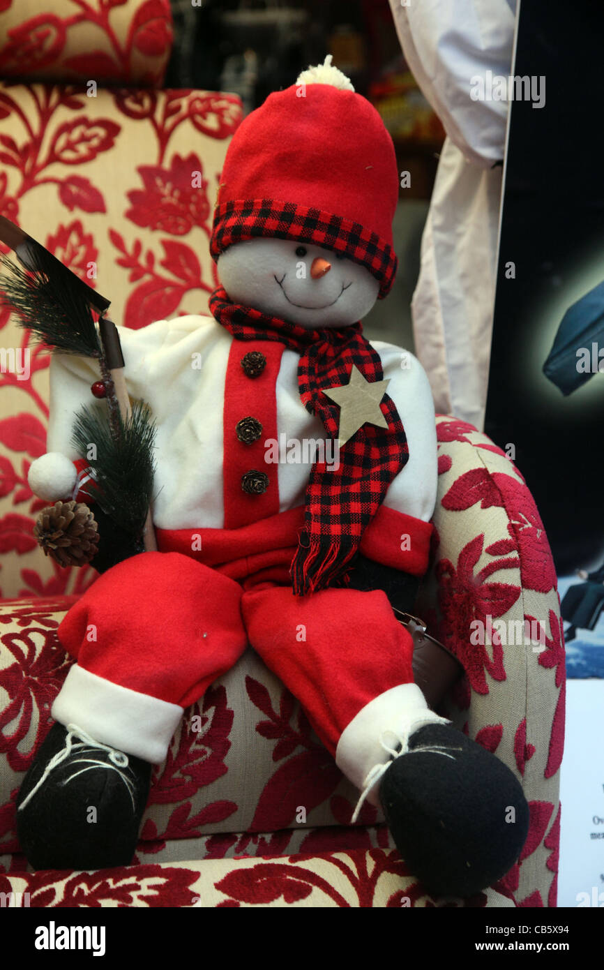 Snowman in The Back Shop Christmas window display, Dublin Stock Photo ...