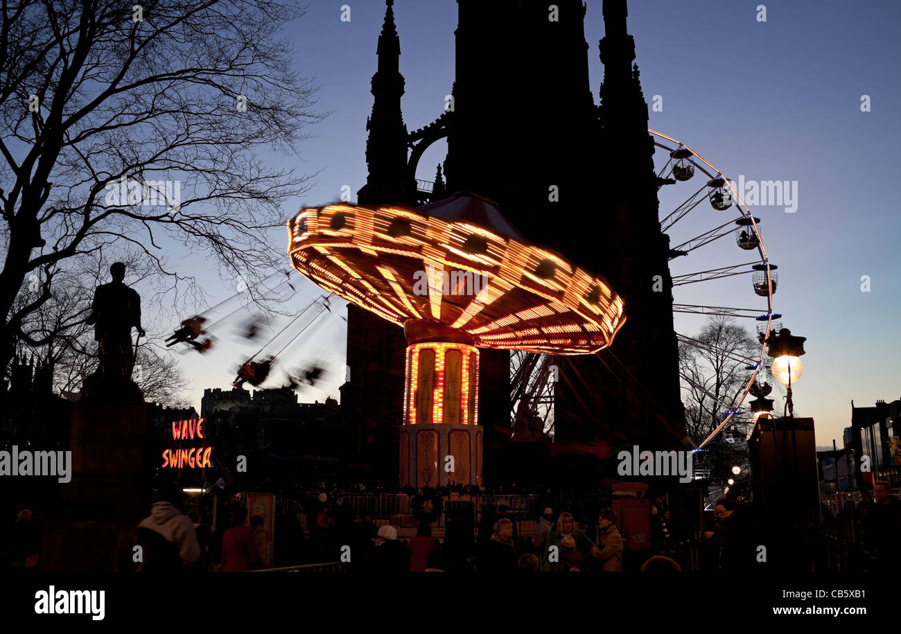 Christmas fun fair princes street edinburgh gardens scotland uk hi-res ...