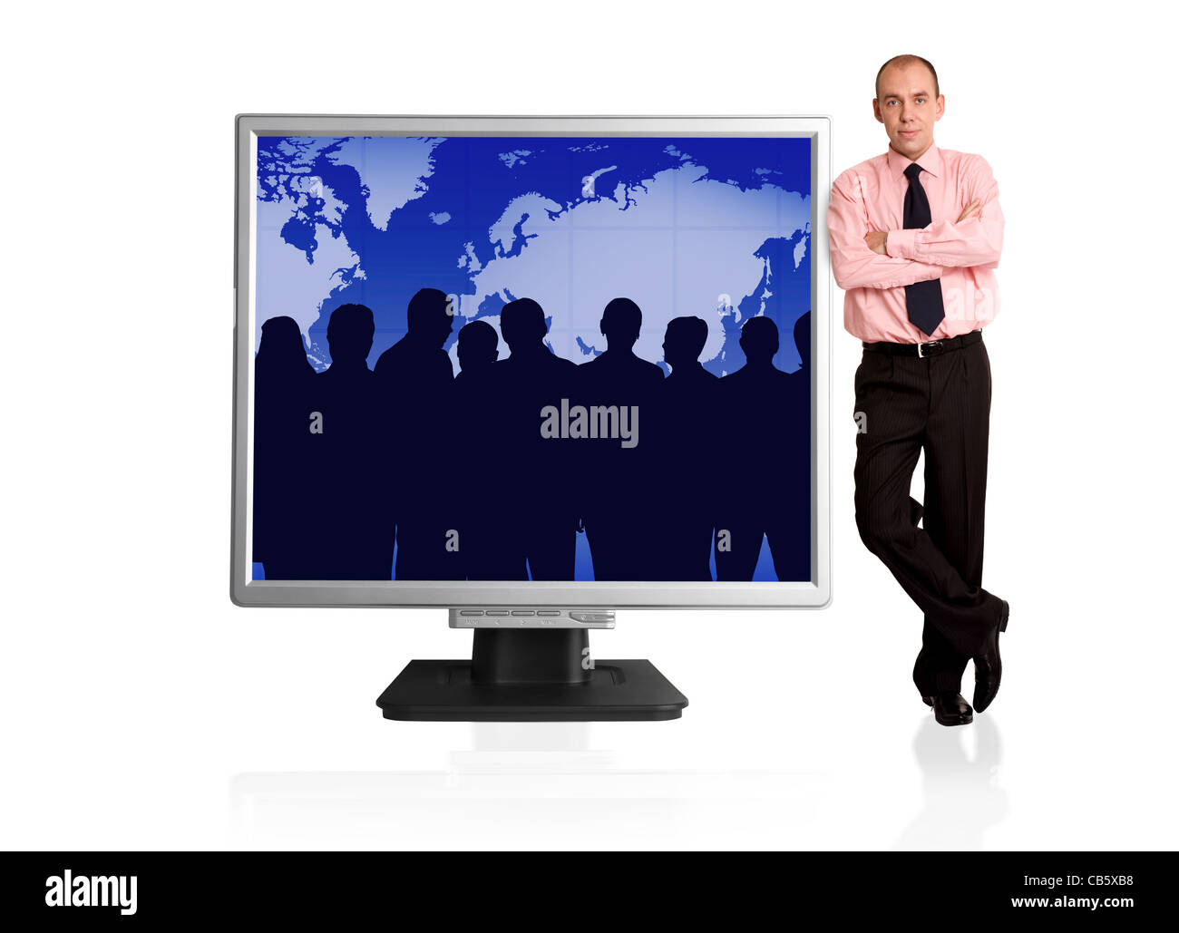 isolated businessman with computer monitor, made from my image Stock ...
