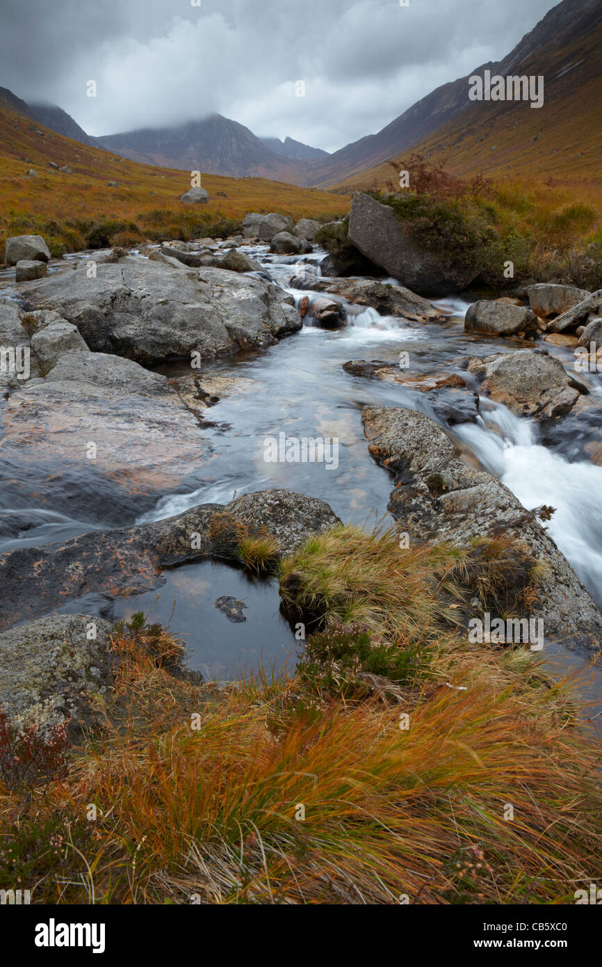 A stormy autumn morning in Glen Rosa on the Isle of Arran, Scotland ...
