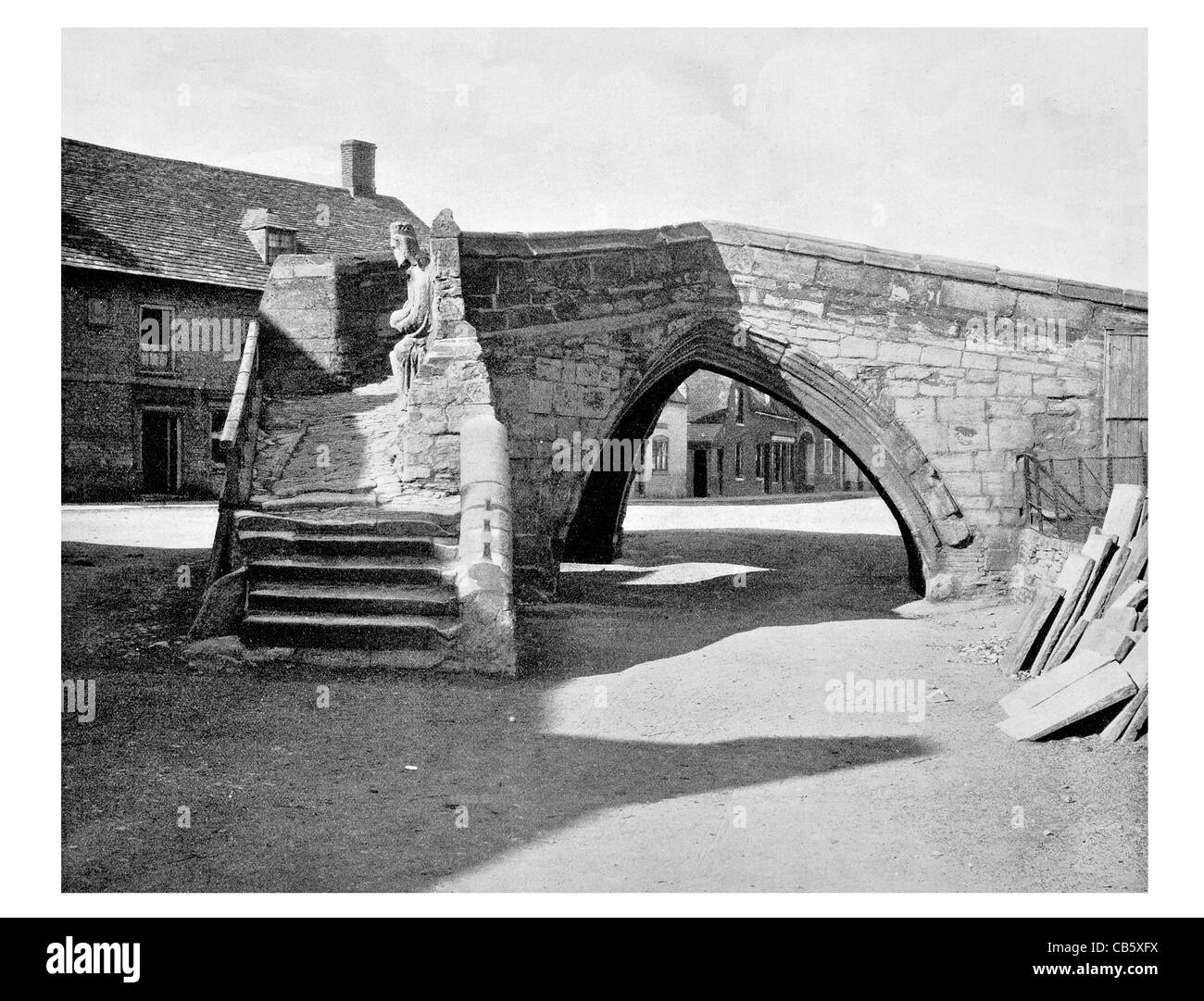 Trinity Bridge England Crowland Lincolnshire stairway River Welland ...