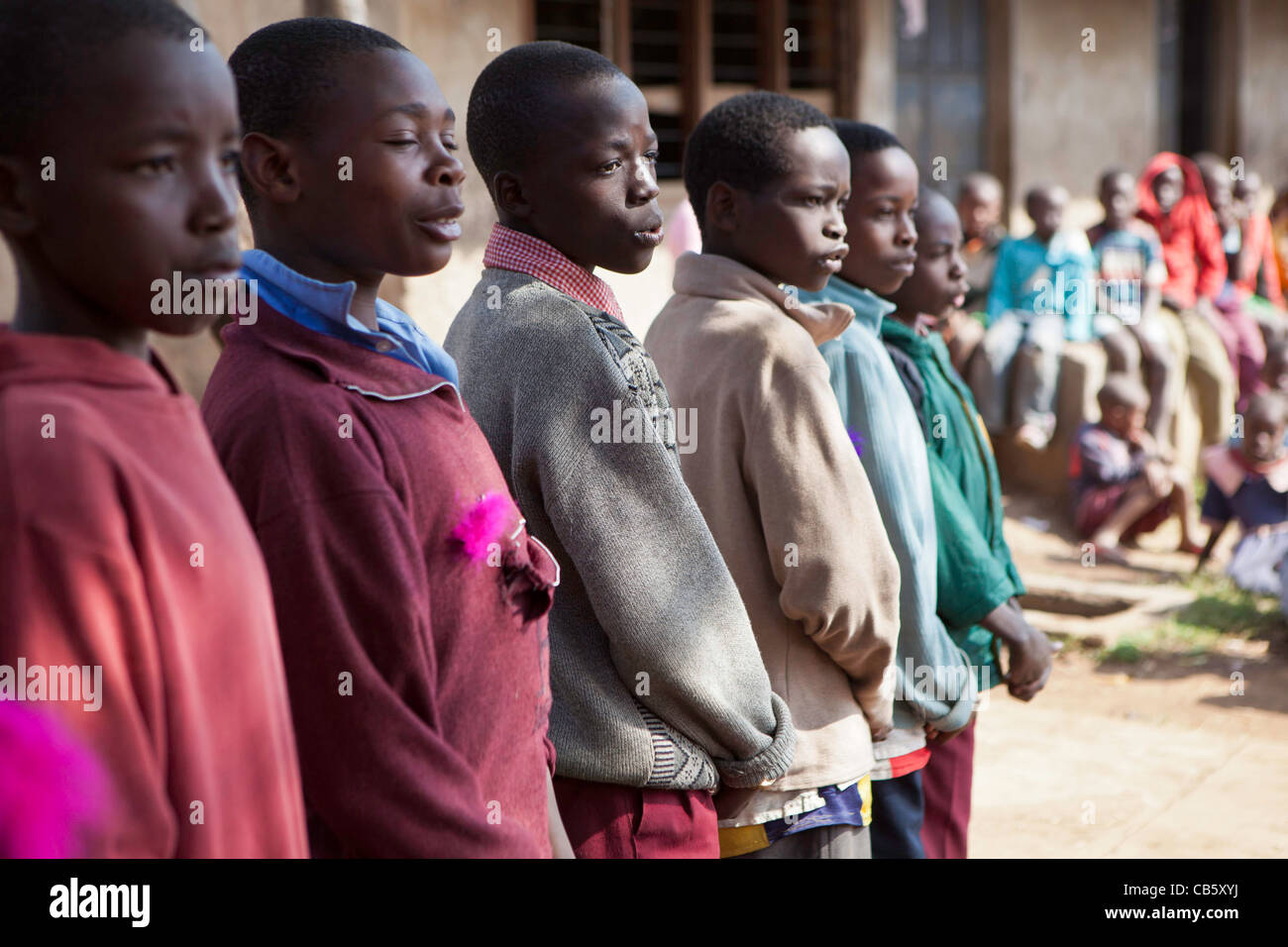 Pupils of Mathare School give a performance in Nairobi, Kenya. Part of ...