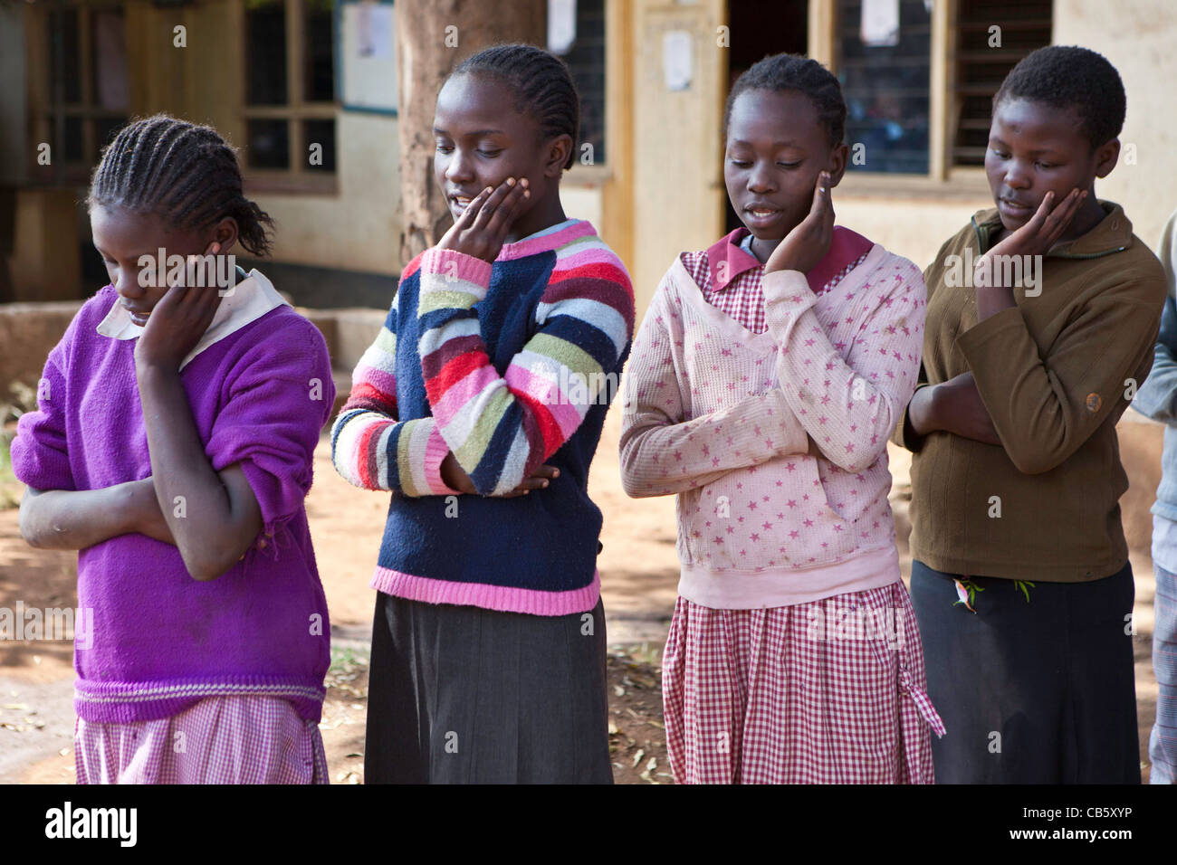 Pupils of Mathare School give a performance in Nairobi, Kenya. Part of ...