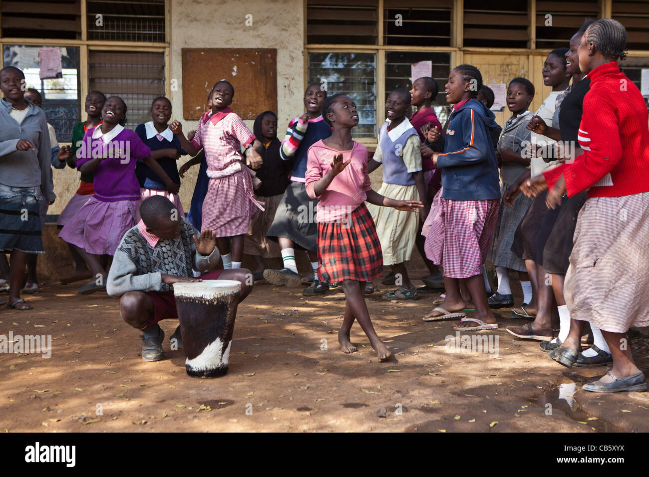 Pupils of Mathare School give a performance in Nairobi, Kenya. Part of ...
