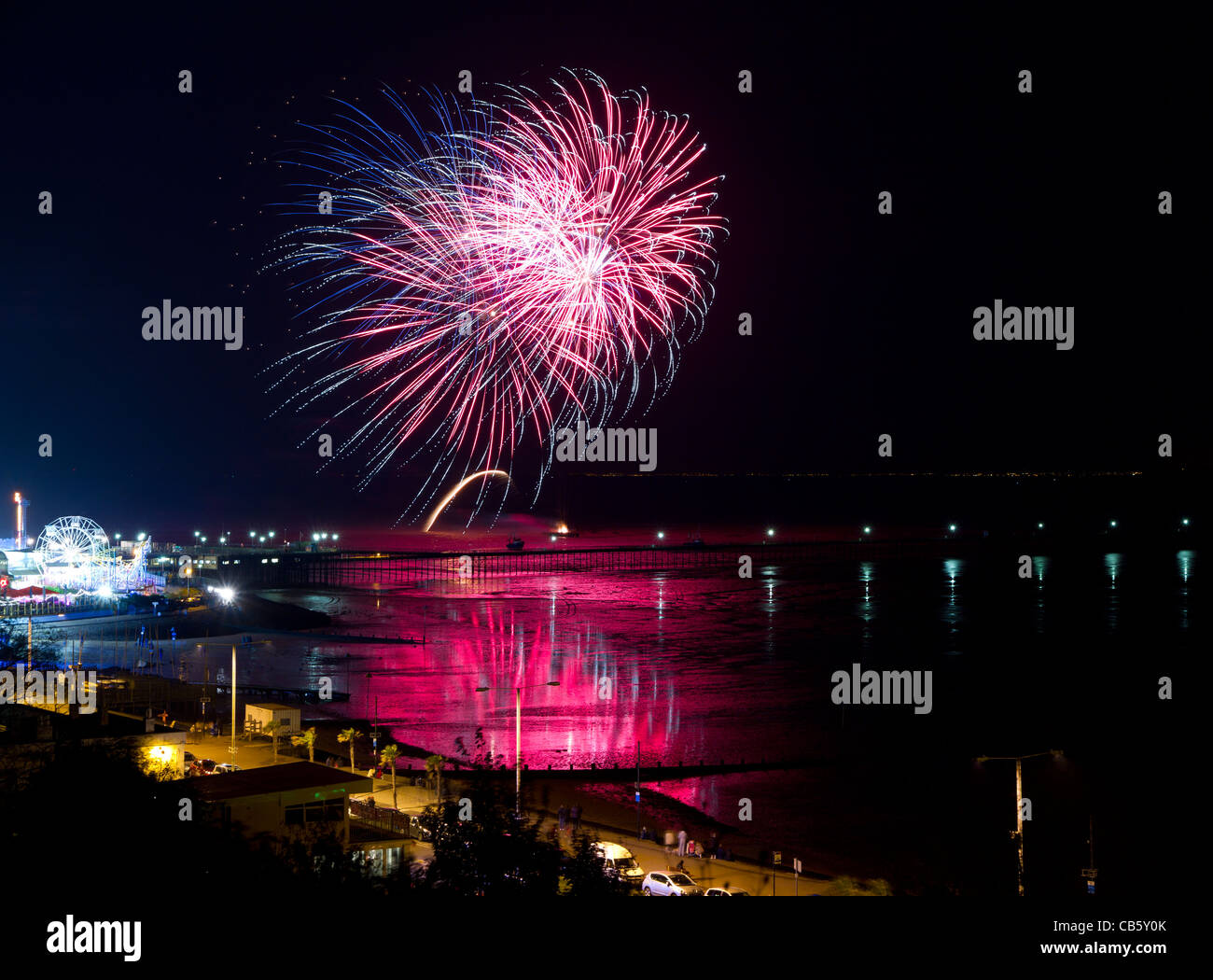 Firework display on the sea front at Southend, Essex, England Stock ...