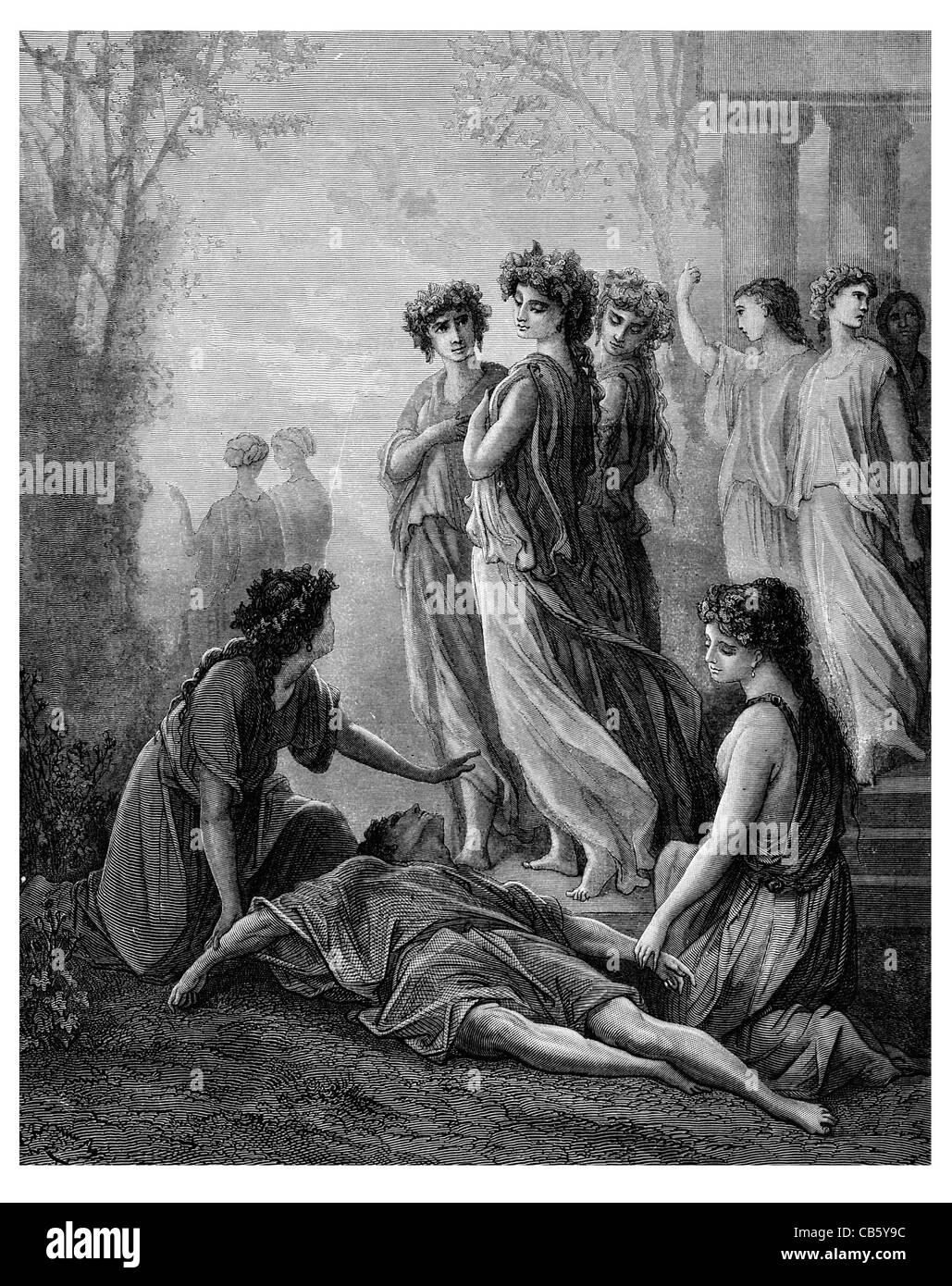 Daphnis et Alcimadure temple goddess gods ancient Greek roman women ill ...