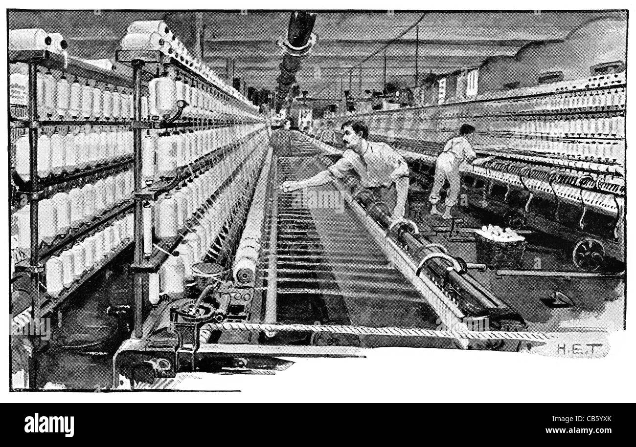 Spinning room with mules textile fabric design clothing cloth clothes ...