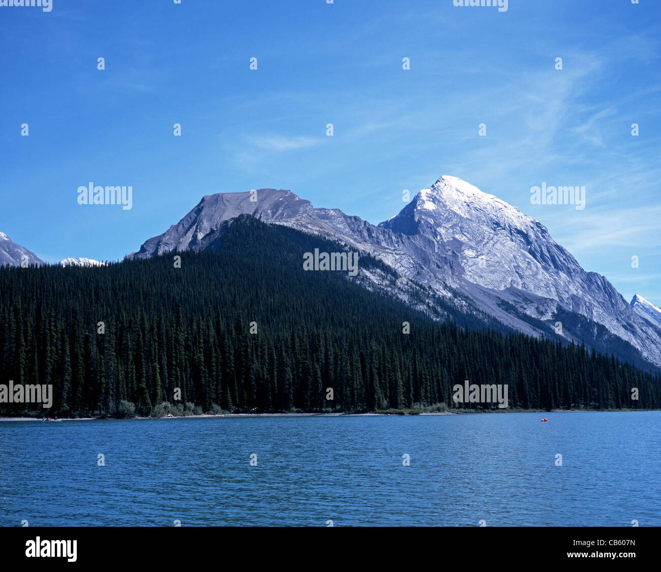 View across Maligne Lake, Jasper National Park, Alberta, Canada Stock ...