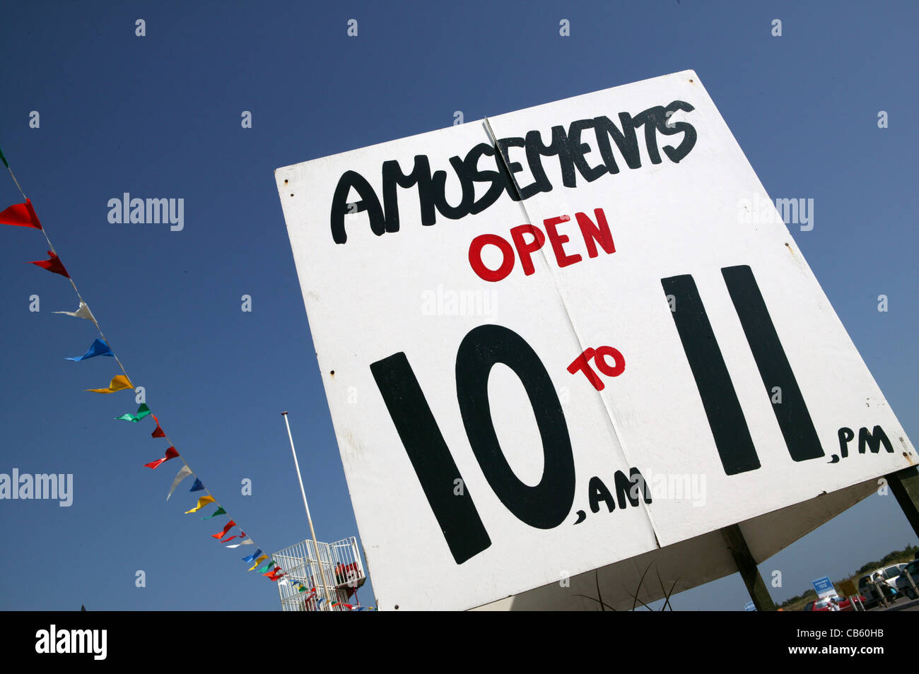 Sign advertising amusements area on Exmouth seafront Stock Photo - Alamy