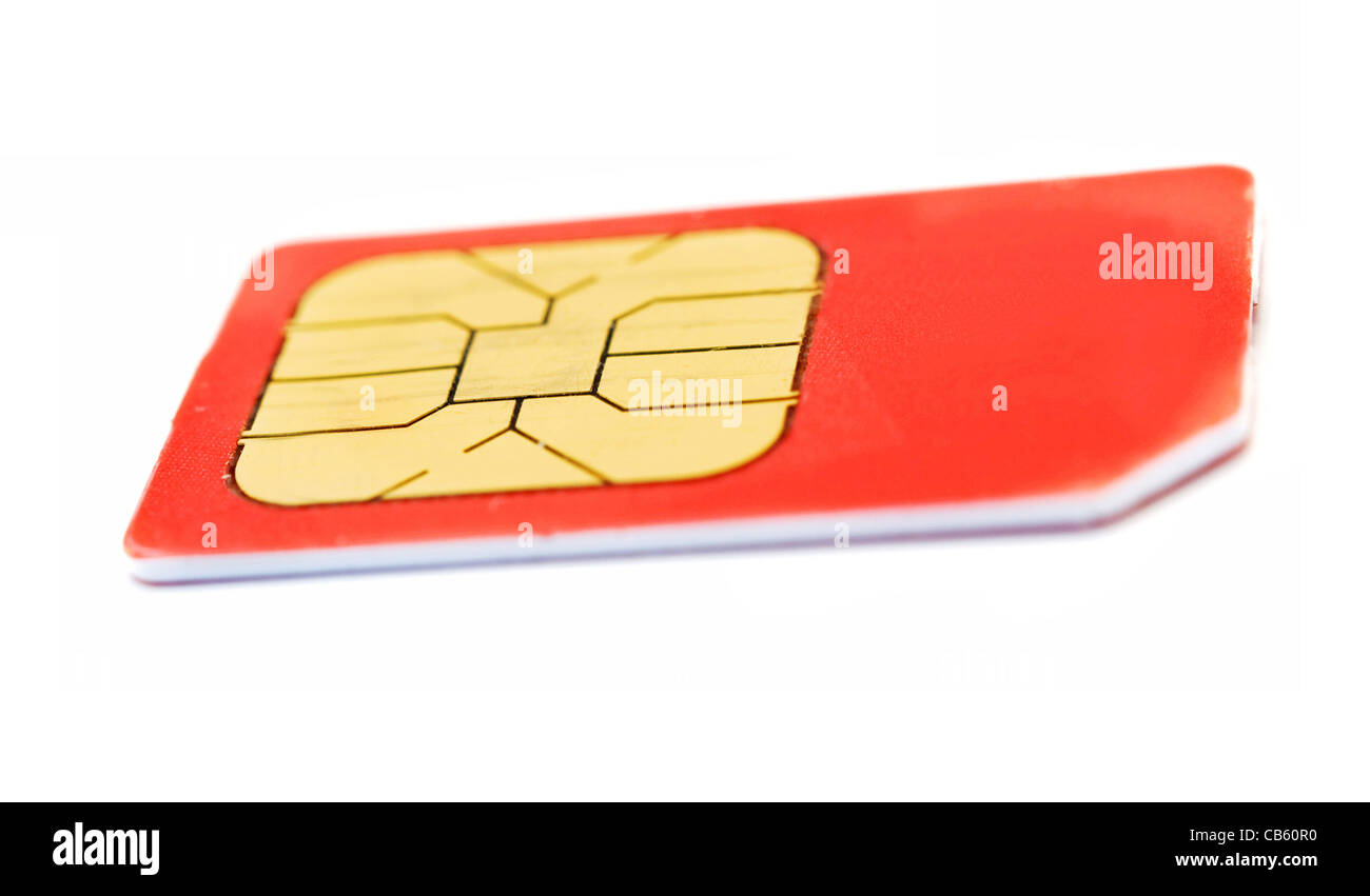 red simcard isolated on white background Stock Photo - Alamy