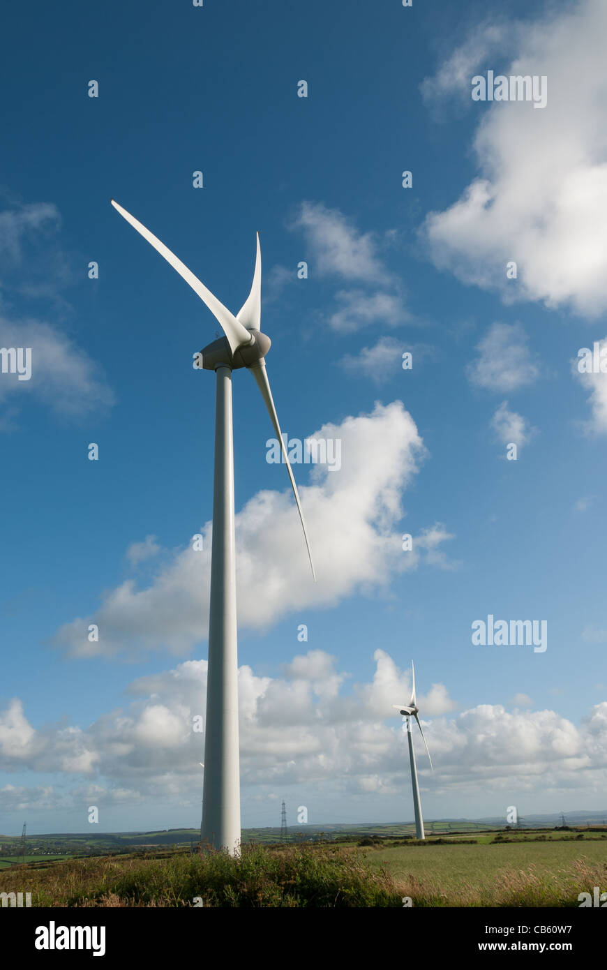 wind turbines in the landscape of cornwall Stock Photo - Alamy