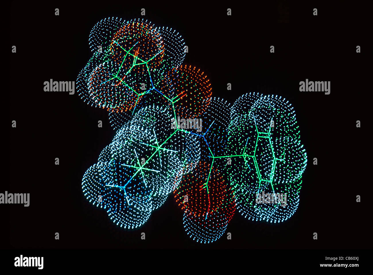 Molecular model illustration on computer equipment in a corporate ...