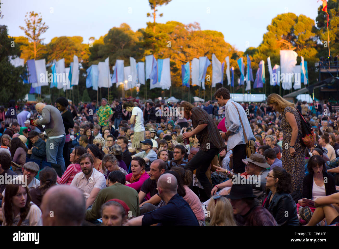 Large crowd of people look towards the stage at Womadelaide Music ...