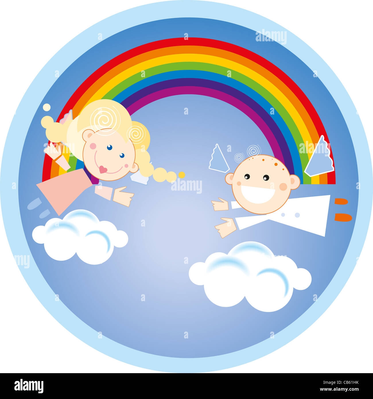 Funny kids flying like angels in the sky Stock Photo - Alamy