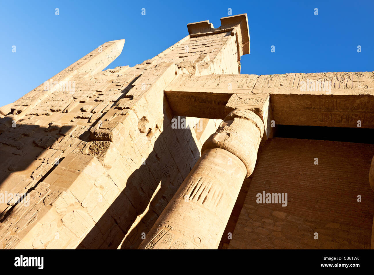 Architectural detail of ancient Luxor Temple in Egypt at dawn Stock ...