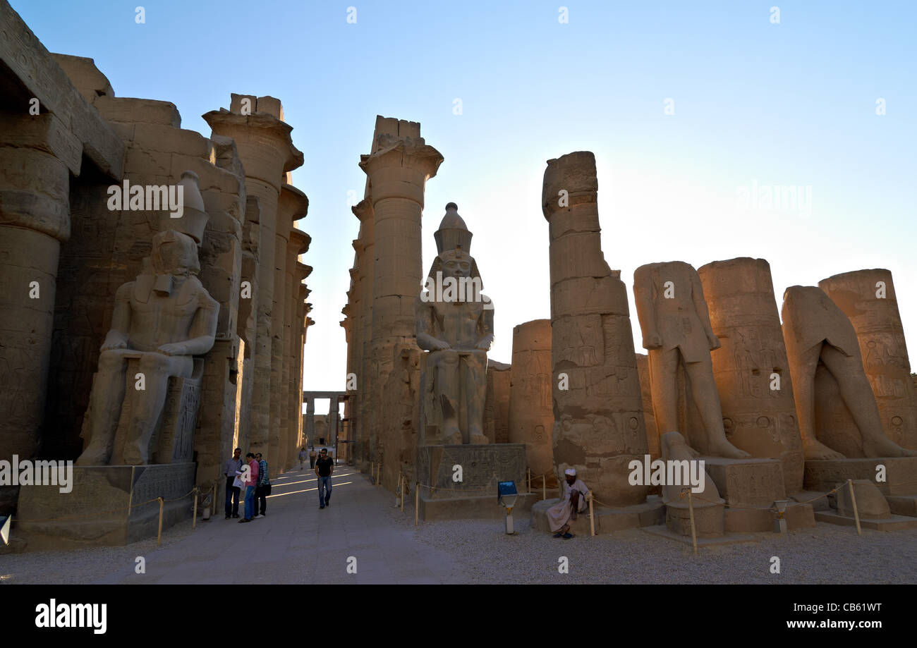 Inside view of Luxor temple in Egypt at dawn Stock Photo - Alamy