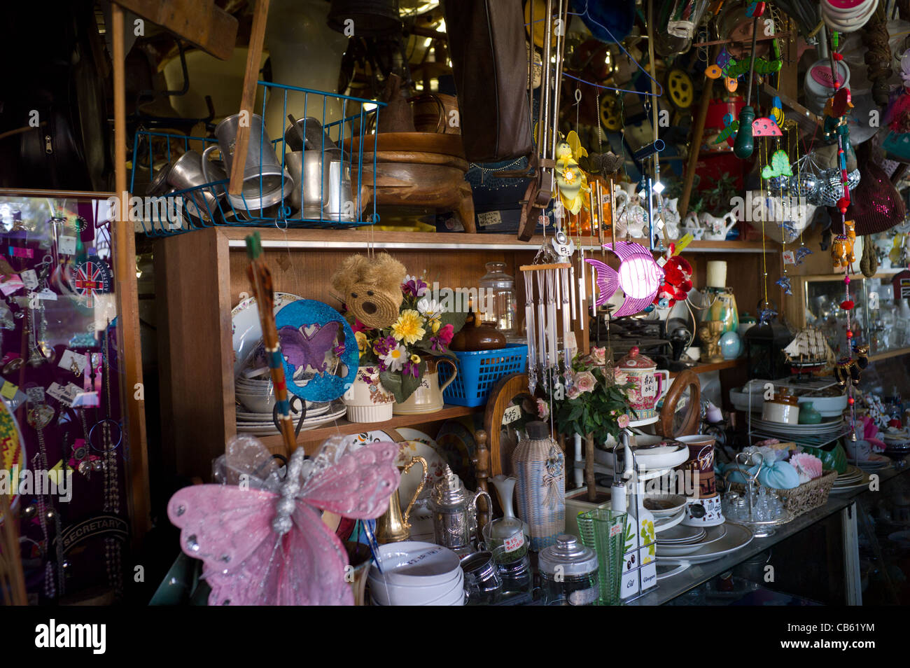 messy disorganised array of vintage items second hand fleamarket opp ...