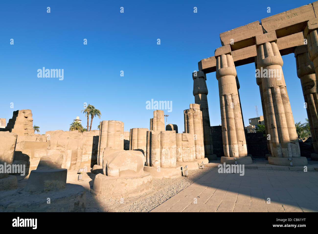 Architectural detail of ancient Luxor Temple in Egypt at dawn Stock ...