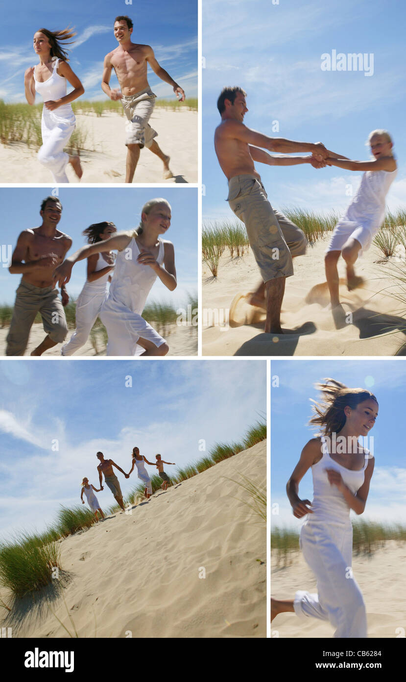 Family having fun at the seaside Stock Photo - Alamy