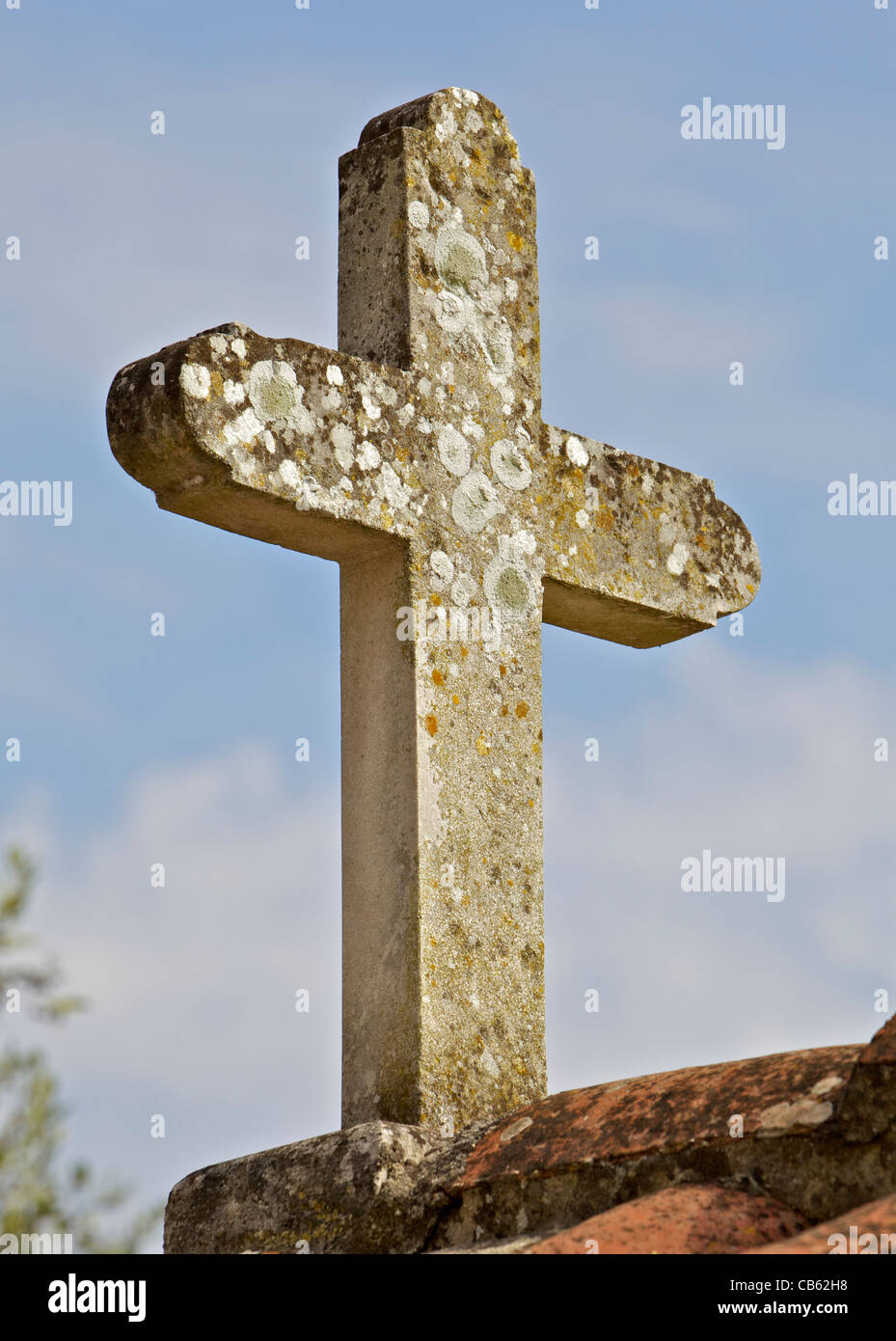 Carved Stone Cross on top of a Home in Medieval Europe Stock Photo - Alamy