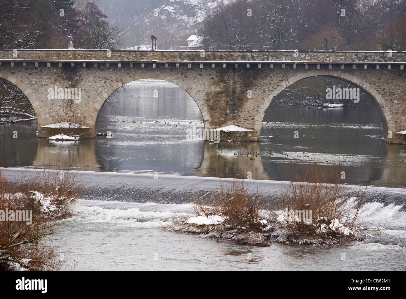 The old bridge over the Lahn river in Limburg Stock Photo - Alamy