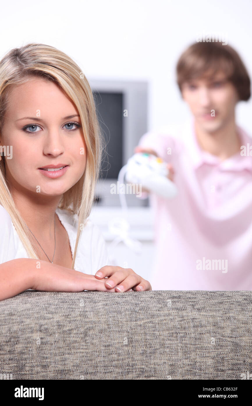 Young teenagers playing computer games hi-res stock photography and ...