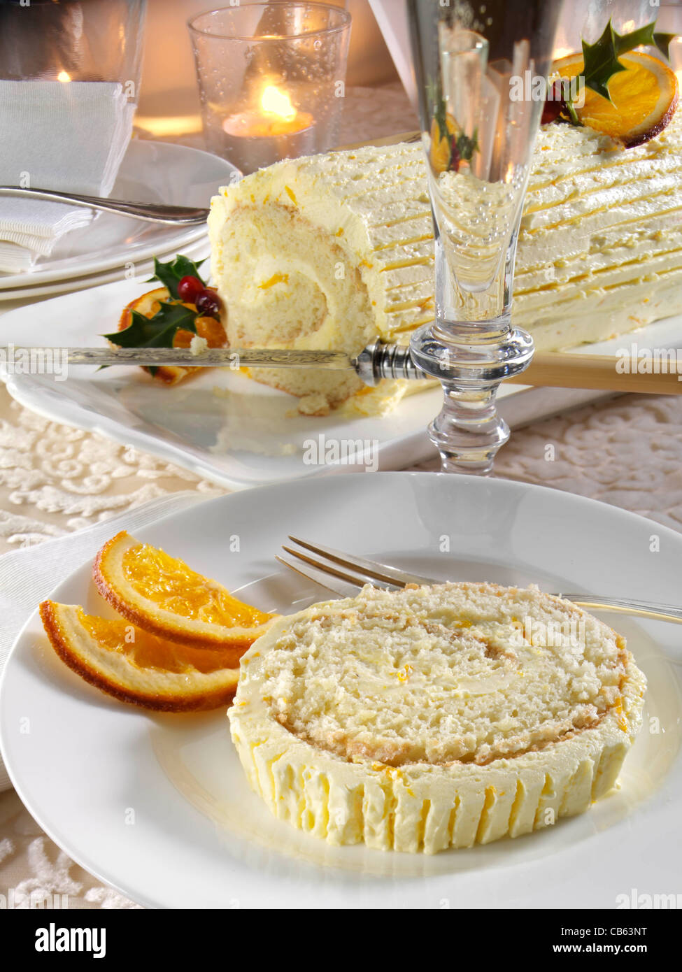 Buche de Noel French Christmas log cake Stock Photo - Alamy