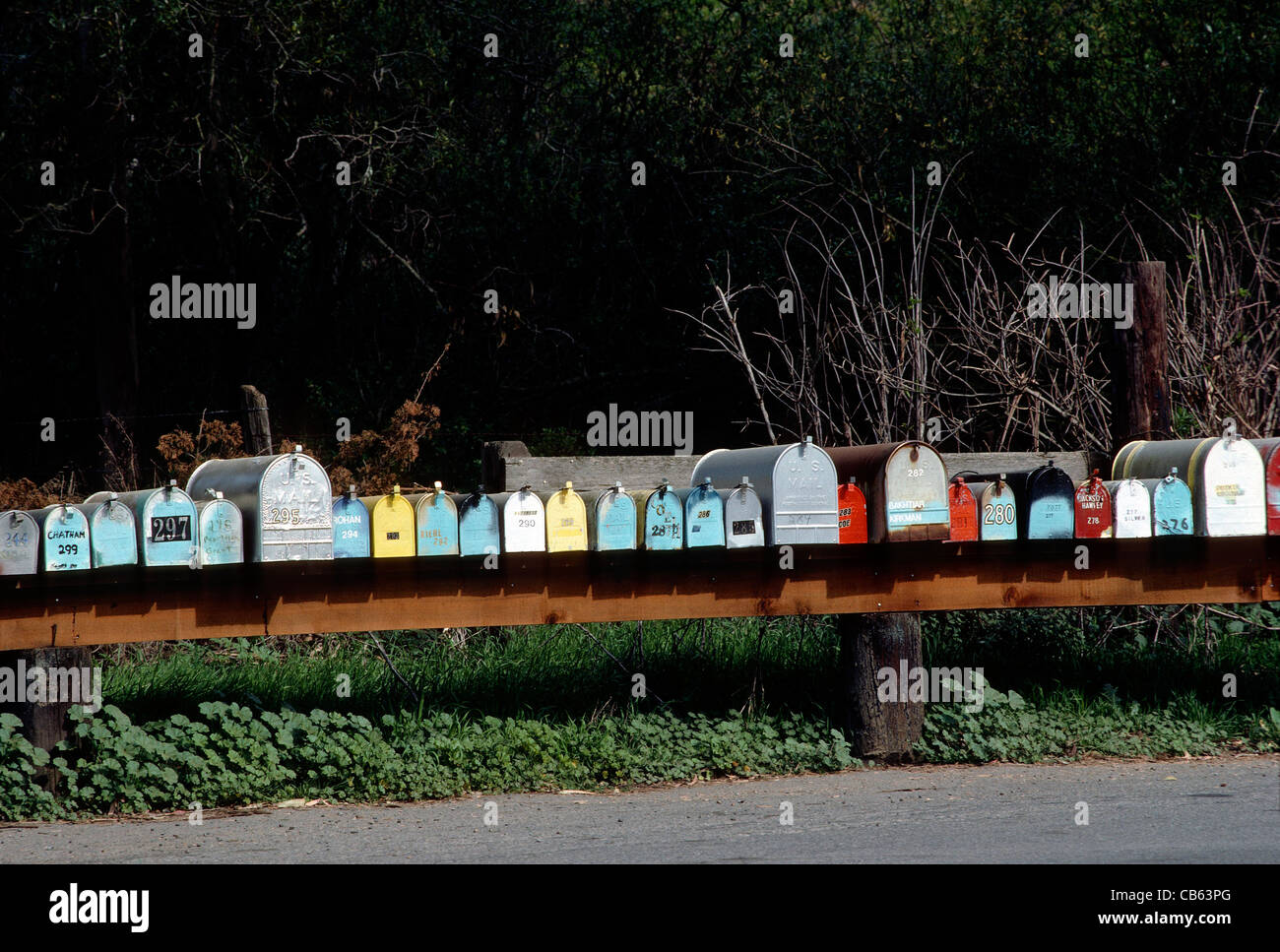 Row of mailboxes in a rural location Stock Photo - Alamy